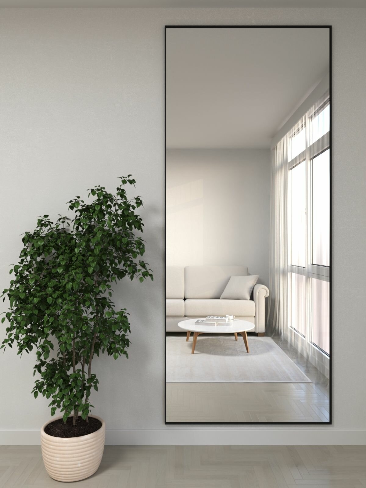 Зеркало настенное 240х100 см. черное в алюминиевой раме интерьерное BLX MIRROR