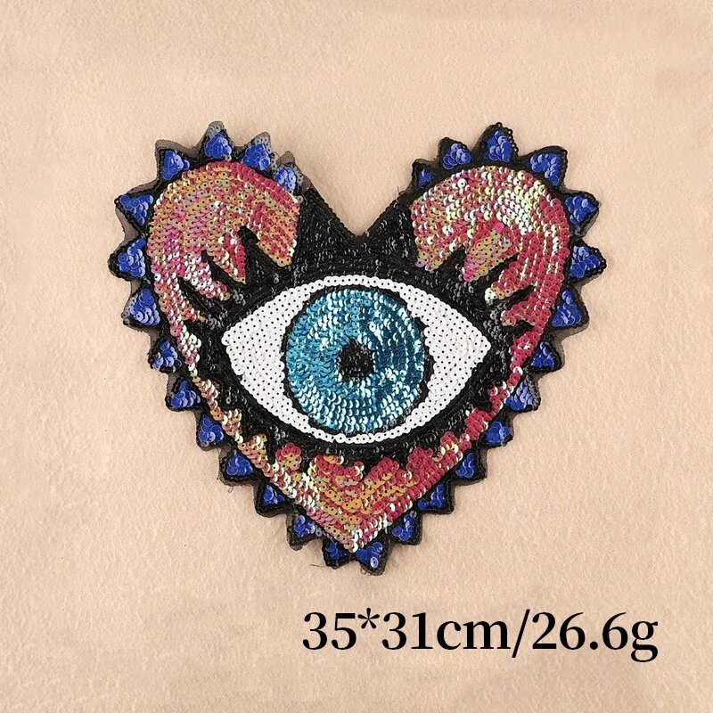 Нашивка сердце с блестками для одежды Черный, TH085-zise