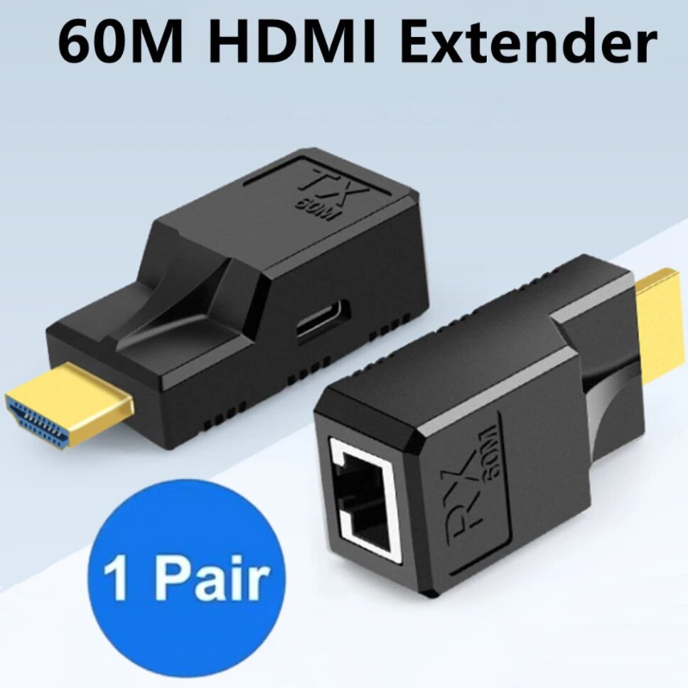 1080P 60 Гц HDMI удлинитель порты RJ45 сеть 60M HDMI к RJ45 более CAT5e/6/7 стандарт UTP адаптер для ПК ноутбук HDTV монитор