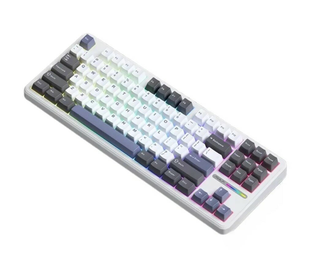 Игровая механическая клавиатура AULA F87, белый/синий/темно-серый, Gray wood, Рус.