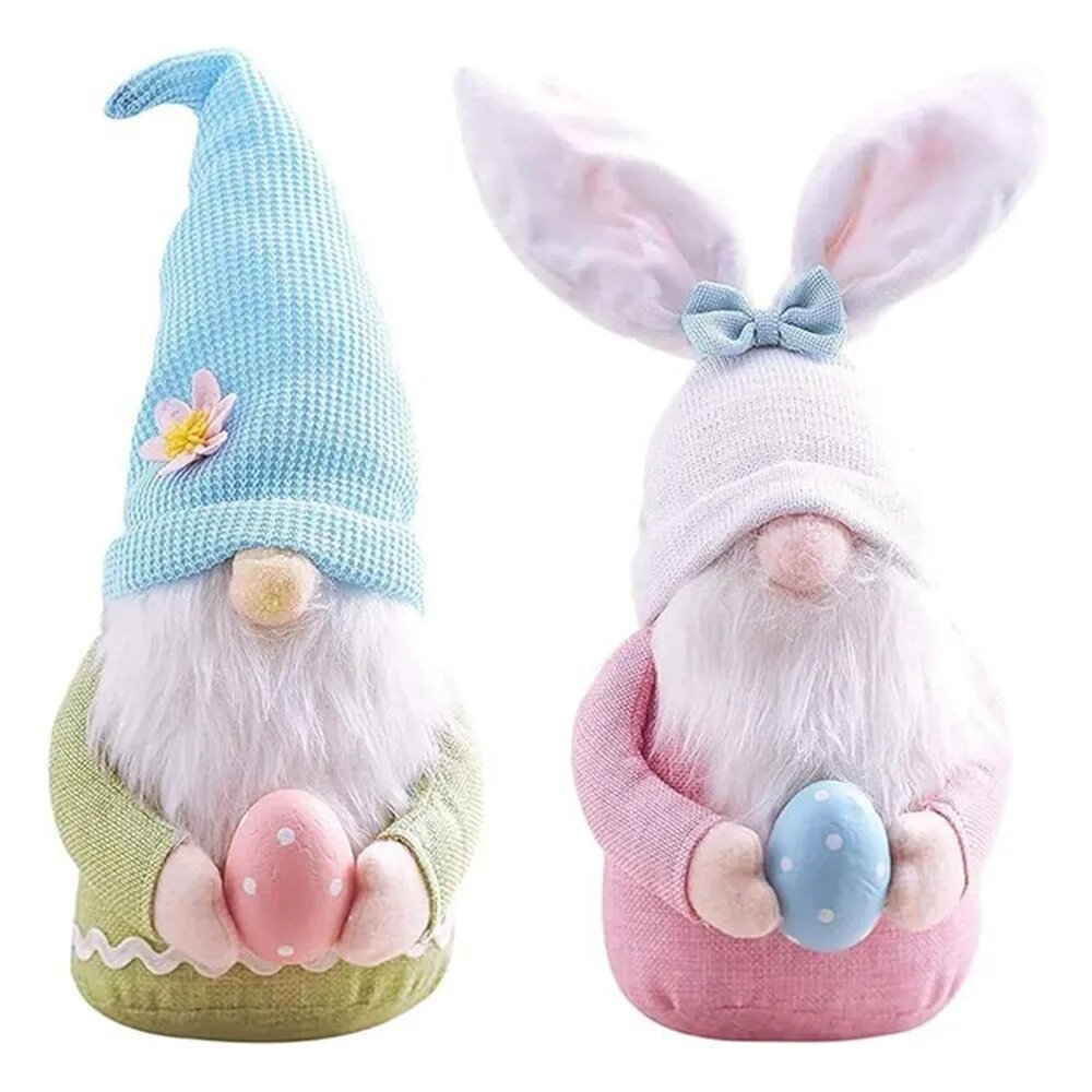 2 шт. Кролик-гном с пасхальным яйцом, безликая кукла ручной работы, подарок для декора детской комнаты и весны в доме