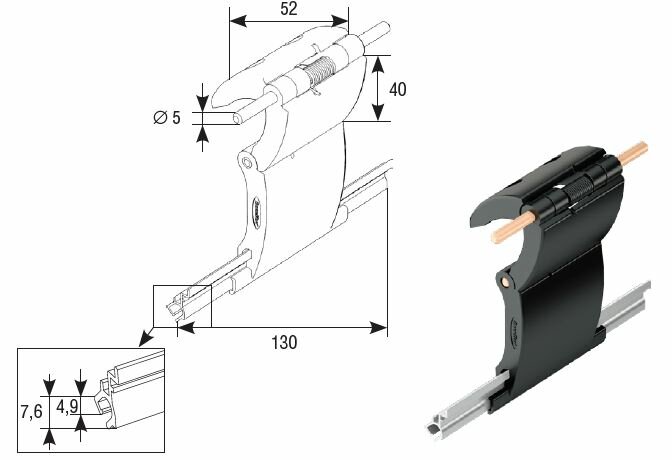 Замок верхний автоматический RM1 двухсекционный