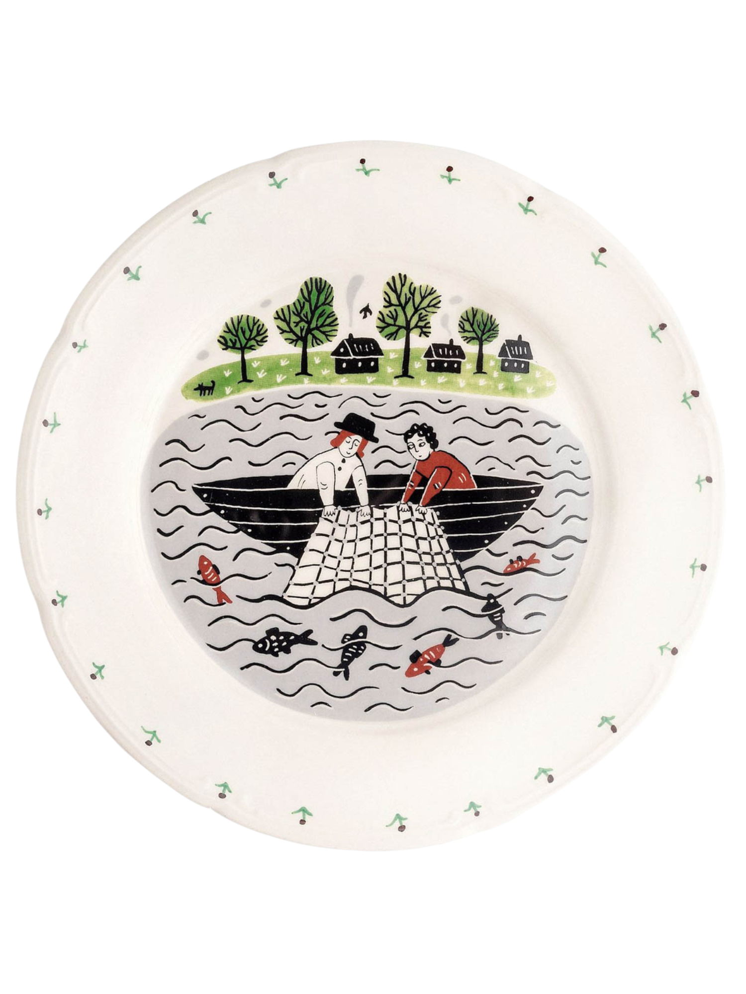 Тарелка закусочная Дымов Керамика Огород Уткина Рыбалка, диаметр 20 см, керамика
