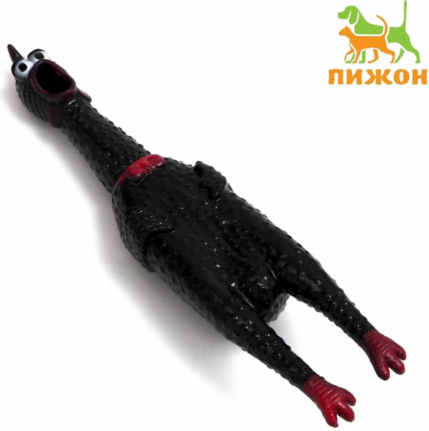 Игрушка пищащая "Задумчивая курица" для собак, 28 см, чёрная
