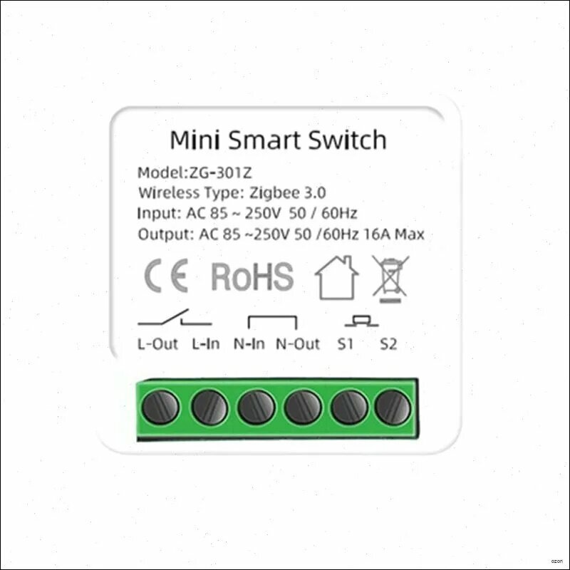 Одноканальное интеллектуальное реле ZigBee 3.0 с нейтралью, премиум совместимость с Алисой и Google Home