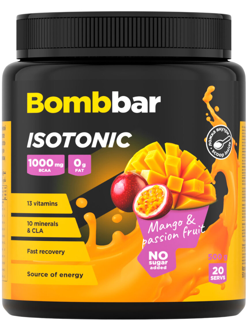 Изотоник BombBar Isotonic 500 г, Манго-Маракуйя
