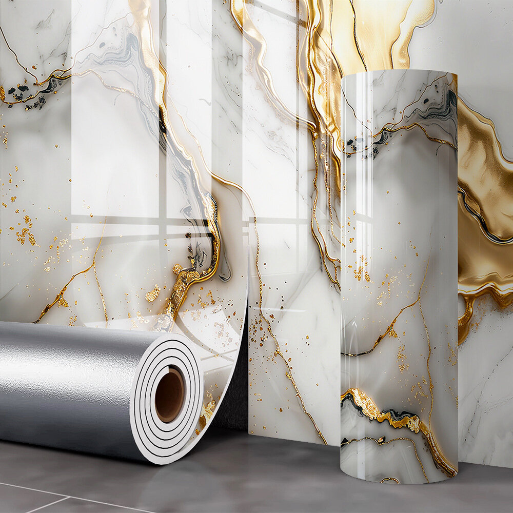 2025 Новые золотые мраморные самоклеящиеся наклейки для стен, декор стен, имитация плитки, наклейки для фона телевизора, обои для гостиной