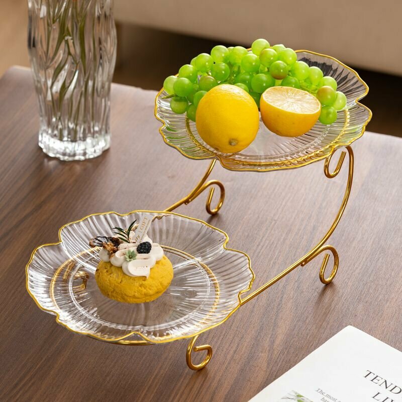 Прочный акриловый кофейный столик для гостиной, многослойная двойная тарелка для фруктов, подставка для десертов и послеобеденного чая