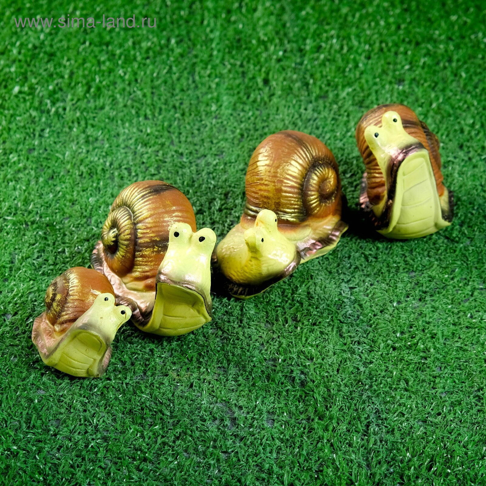 Садовая фигура из полистоуна "Улитки", 13x7.5 см, набор 4 шт.