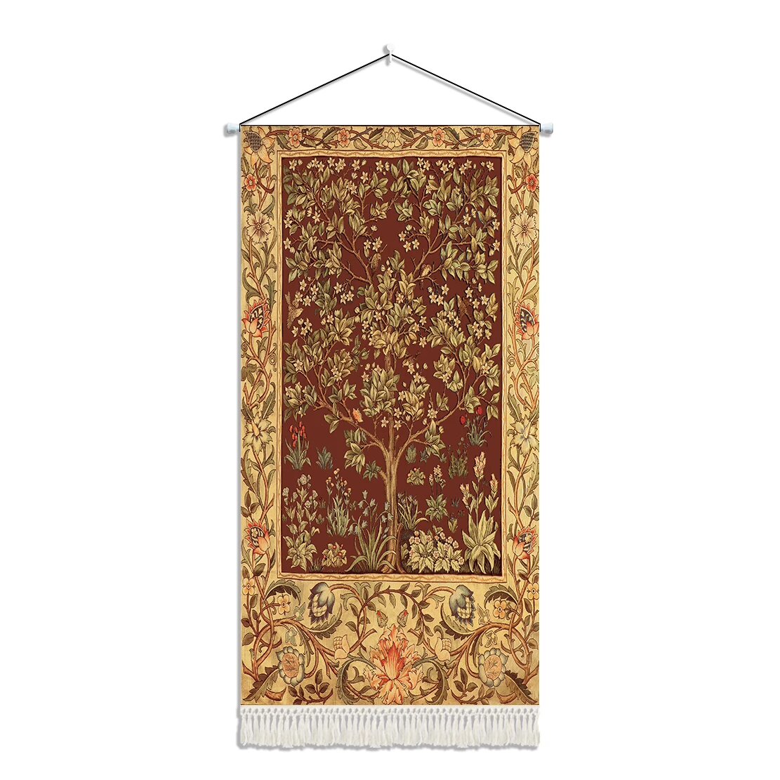 Тканевый гобелен Morris Tree of Life с высококачественной печатью для декоративного оформления стены в прихожей отеля,