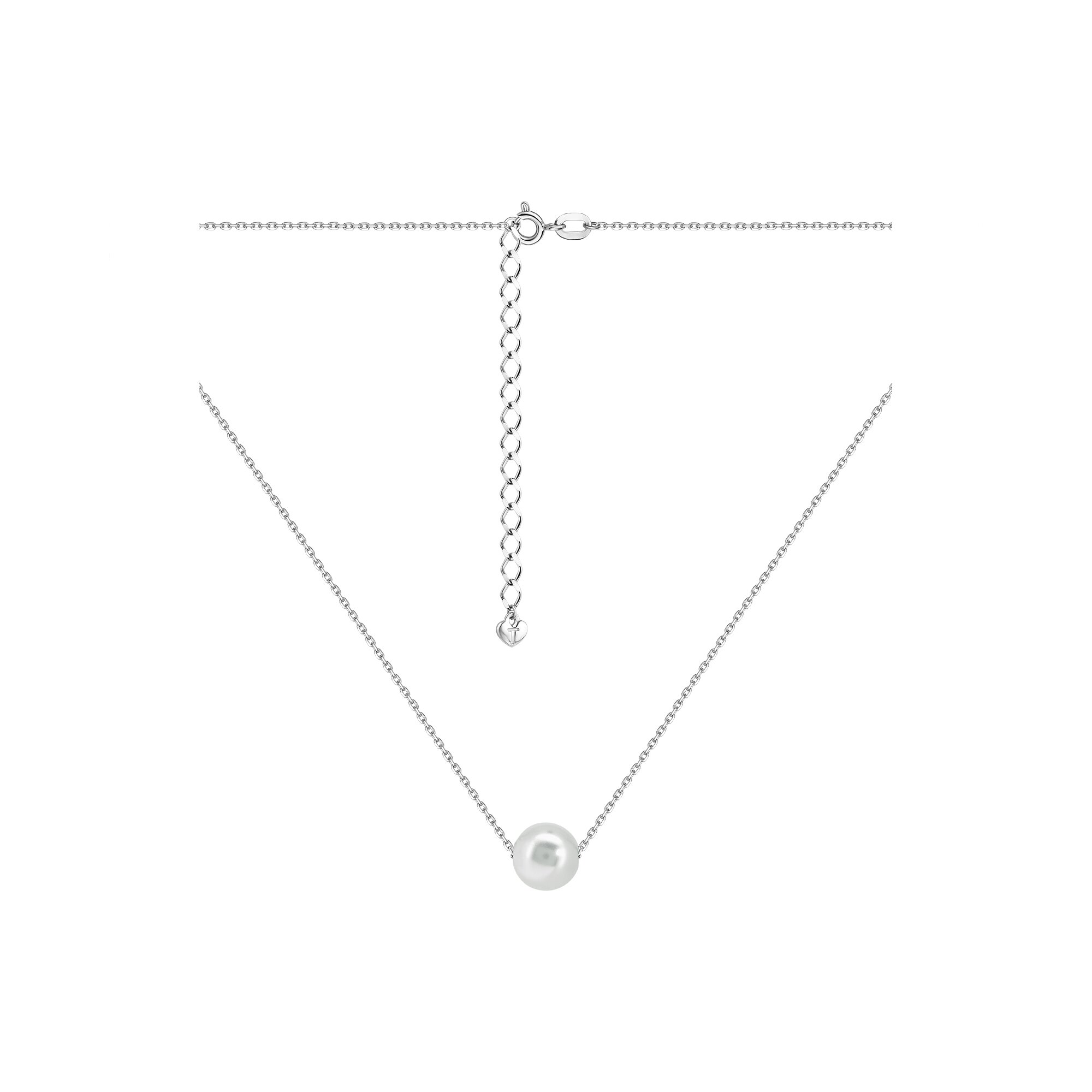 Колье, серебро, 925 проба, родирование, жемчуг