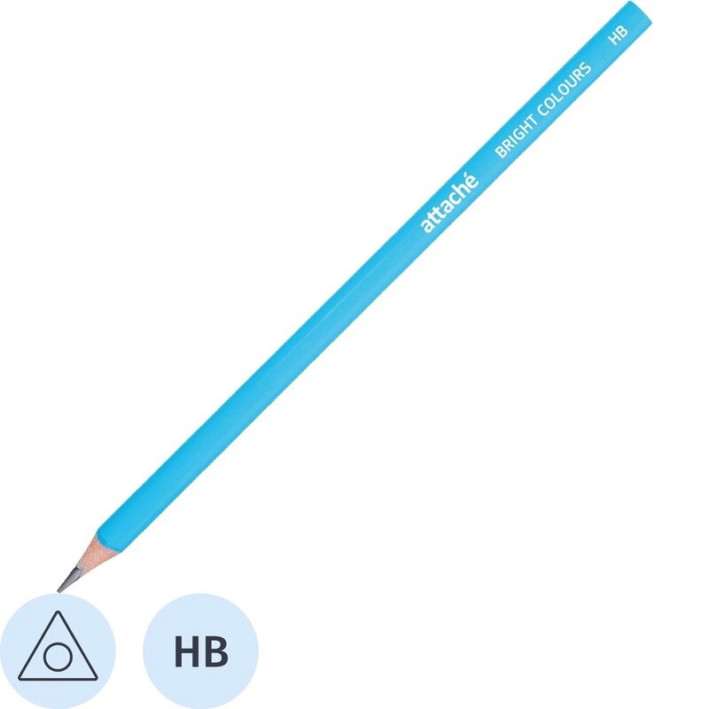 Карандаш чернографитный трехгр, Attache Bright colors, HB, голубой корпус
