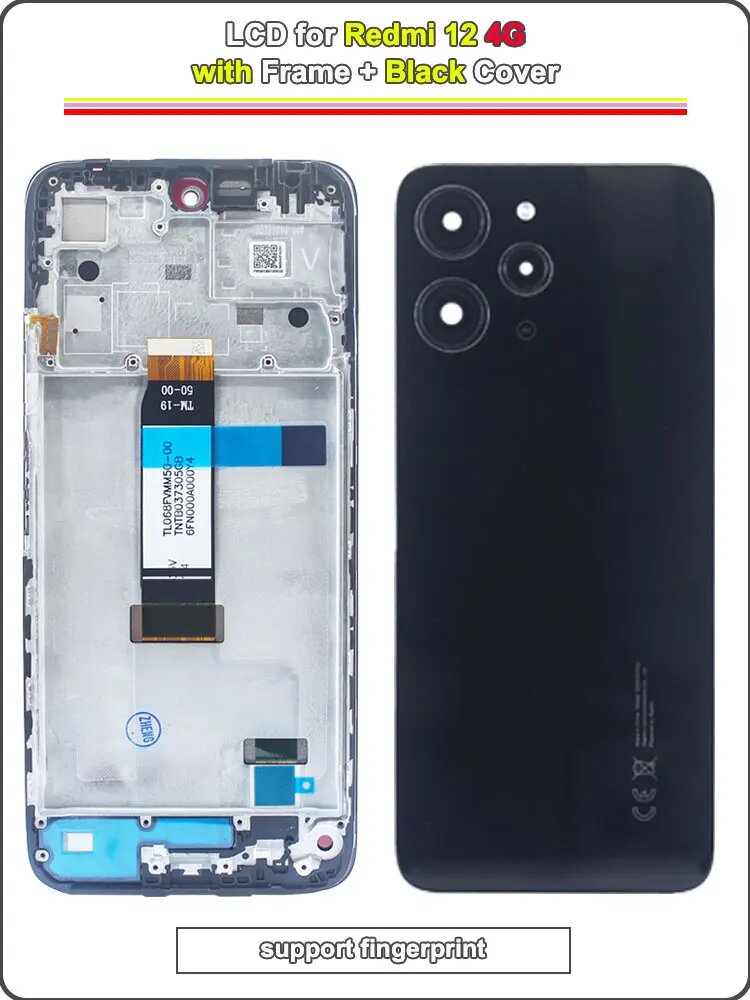 ЖК-дисплей для Xiaomi Redmi 12 4G 6,79 дюйма, сменный преобразователь сенсорного with black cover