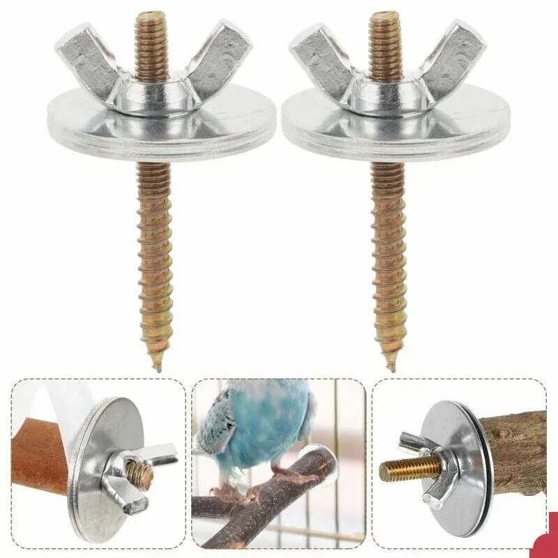 10 наборов аксессуаров для винтов подставки, кормушек для клеток, крепления птичьих жердочек, нержавеющий стальной комплект для маленьких попугаев 4.00X0.20X0.20CM