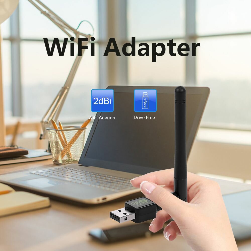 Адаптер Wi-Fi USB, с антенной, Plug & Play, для Windows/Linux