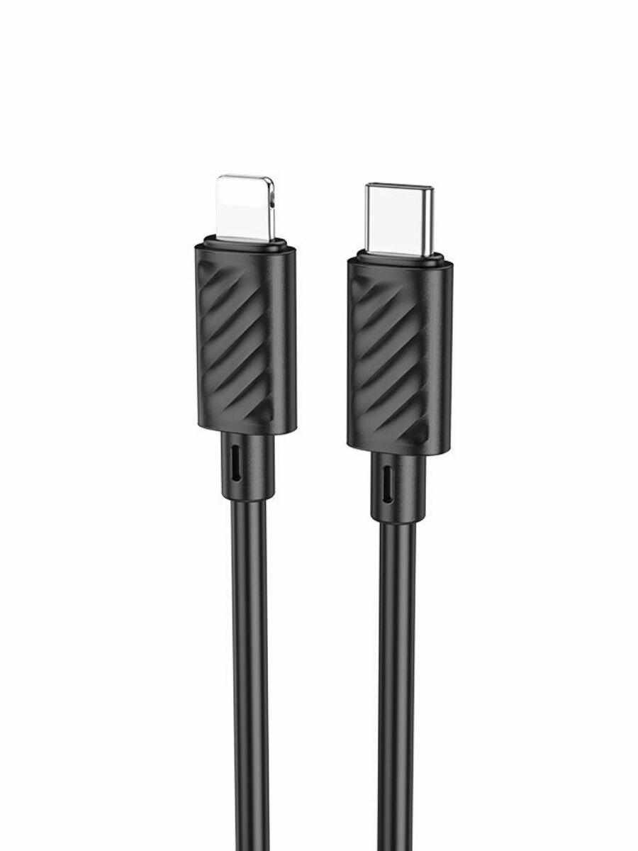 Кабель Type-C - 8 pin "HOCO X88 Gratified" 1м, круглый, 2.4A, силикон, PD20W, цвет: чёрный