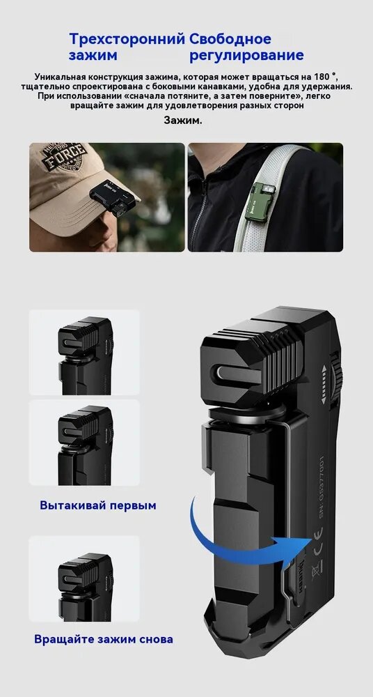 WUBEN G5 Фонарь-прожектор зеленый, многофункциональный, портативный, RGB-лампы, 400 люмен — фото 1
