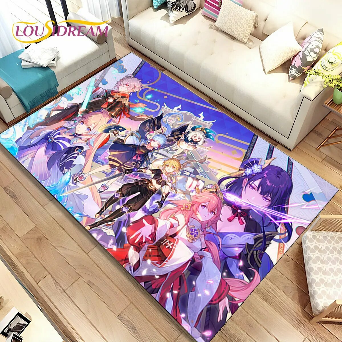 Коврик в гостиную Genshin Impact 80x120см, полиэстер, цвет 20