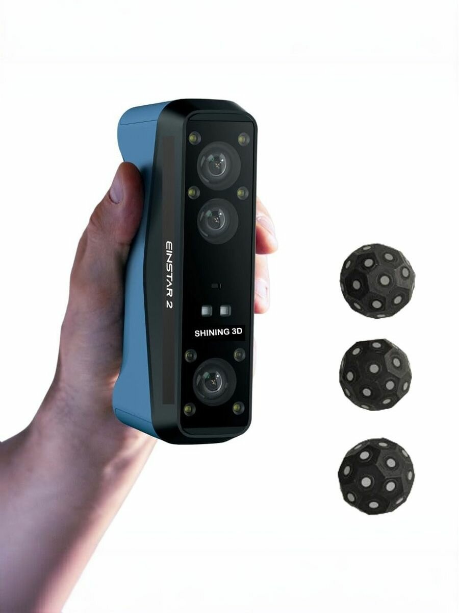 Беспроводной 3D сканер EINSTAR 2 ручной, разрешение 0,05 мм, гибрид лазера + инфракрасный свет, без спрея, полное покрытие, подготовка снаружи, аккумуляторы