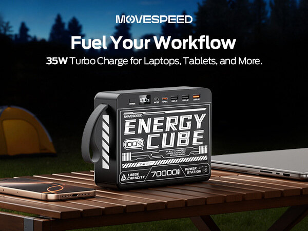 Эксклюзивная трансграничная поставка внешнего аккумулятора Speed Energy Cube емкостью 70000 мАч и мощностью 100 Вт для кемпинга на открытом воздухе.