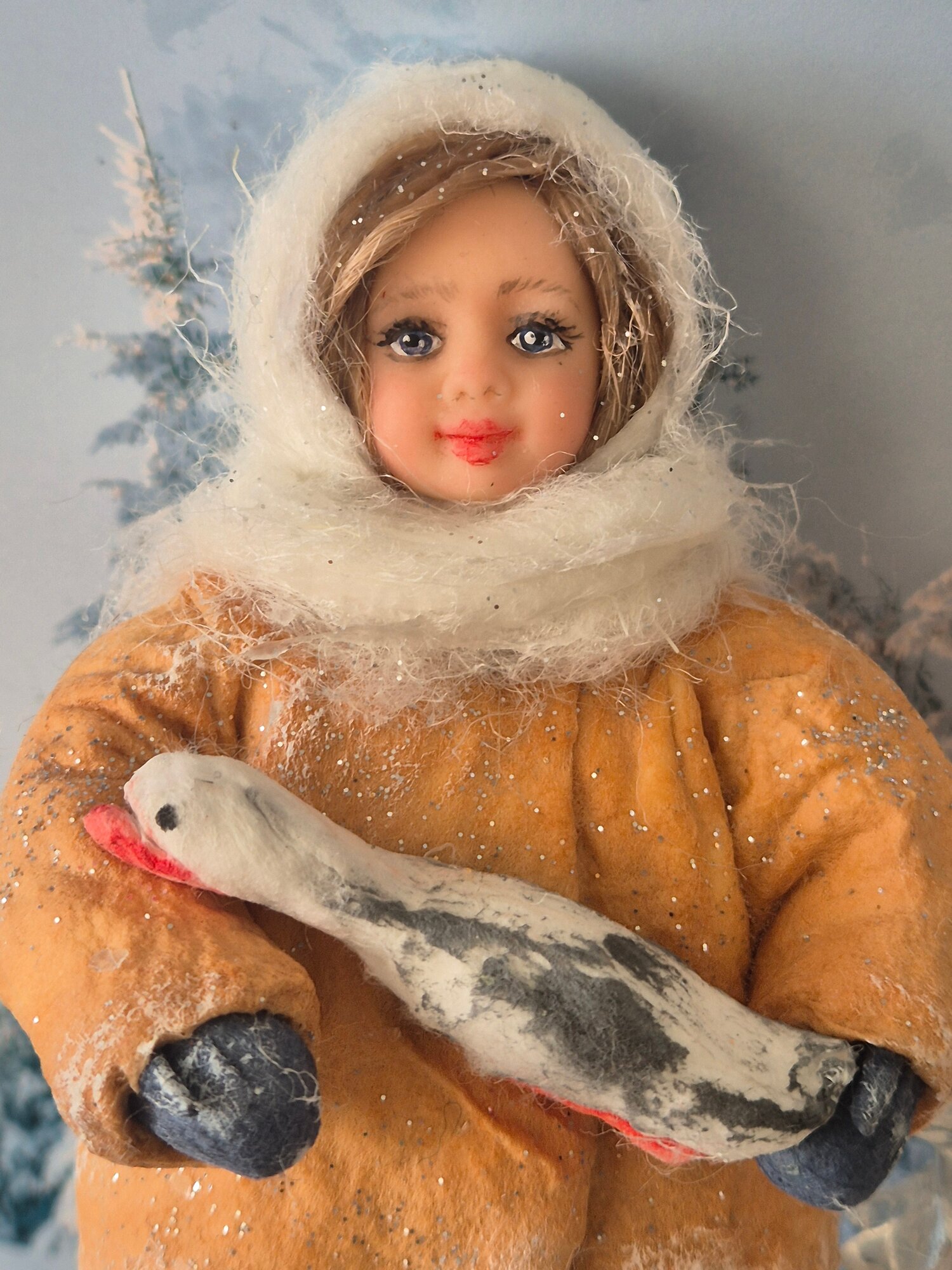 Ёлочная игрушка Affavatta, "Девочка с гусем", 12см, ручная роспись