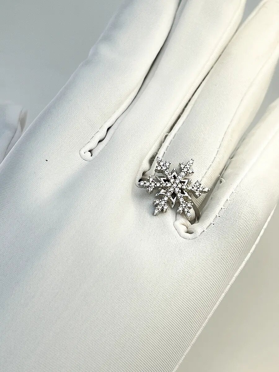 Кольцо, серебро, 925 проба, родирование, фианит