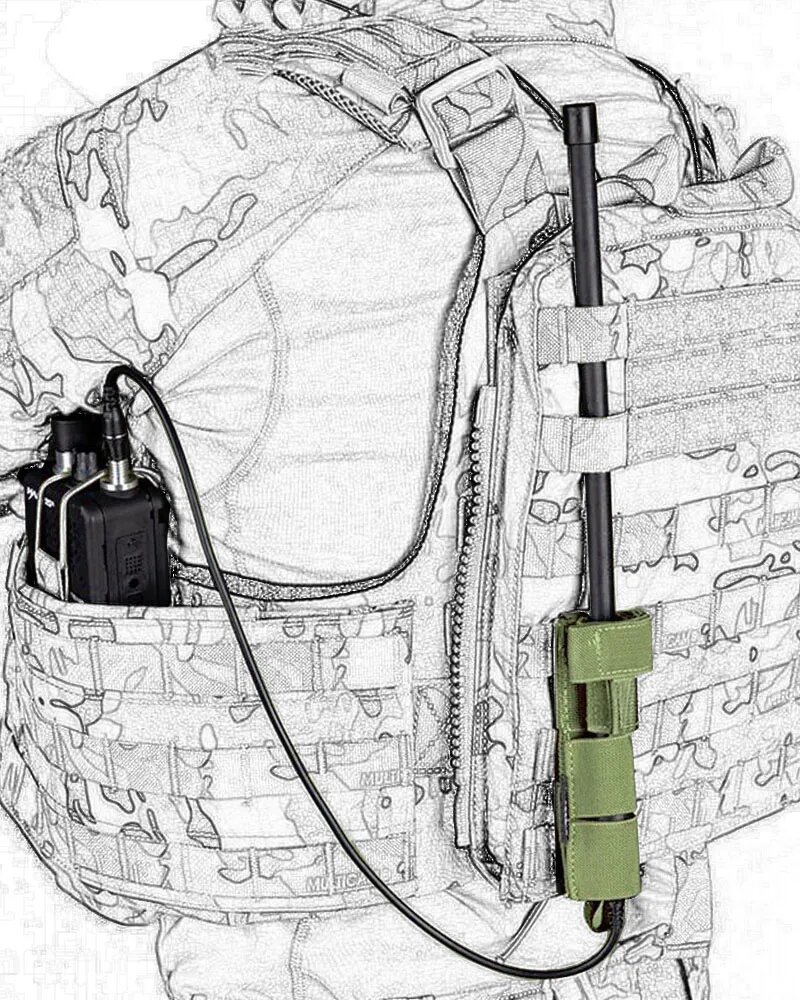 Универсальный ремешок-фиксатор антенны для тактической радиостанции и оборудования MOLLE