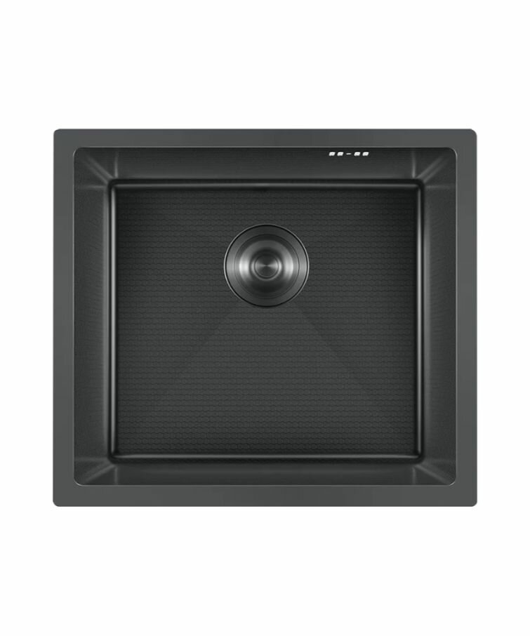 Мойка для кухни, раковина для кухни Hoffger 5044 Соты PVD Black из нержавеющей стали AISI 304, подстольная, врезная, интегрированная