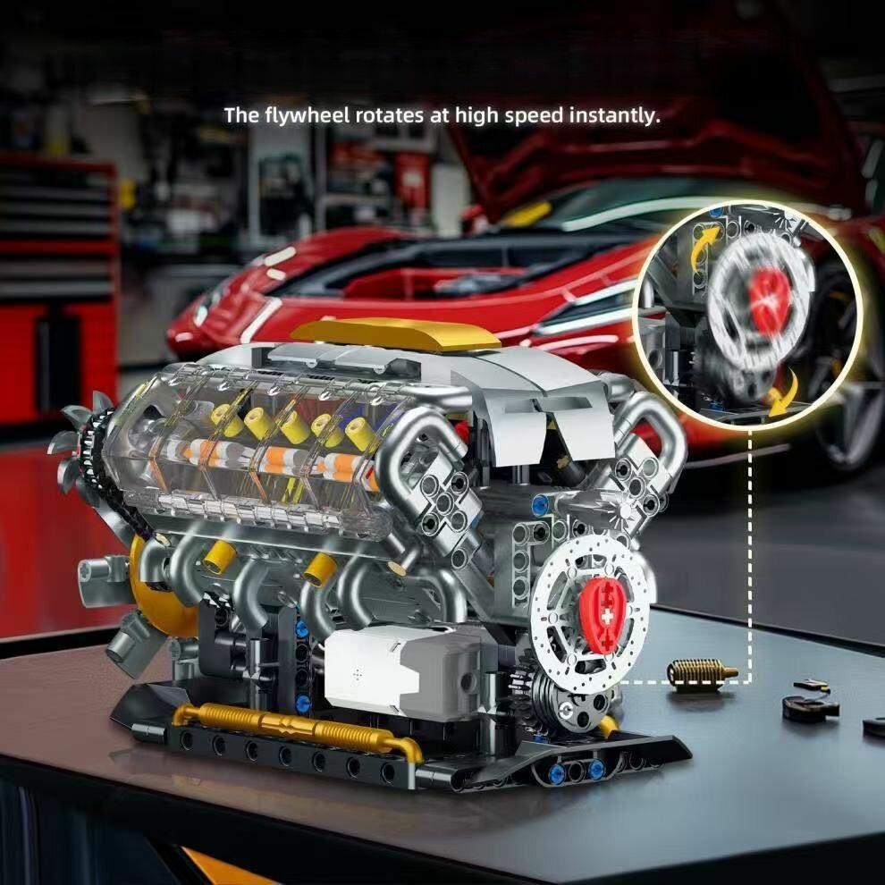 Конструктор ДВС V8 Сборная Миниатюрная Модель Двигателя для Детей от 8 Лет и Взрослых STEM-Обучение Совместим с Другими Наборами