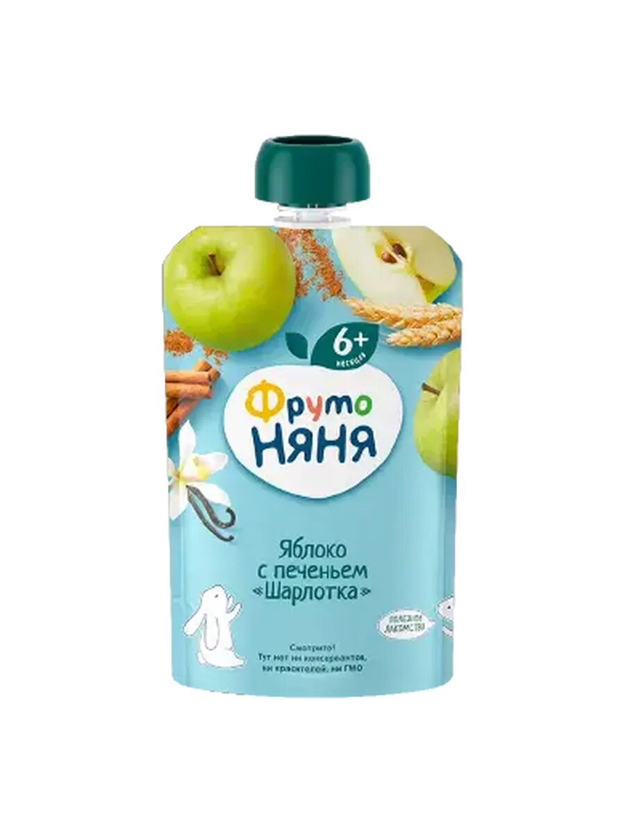 ФрутоНяня Пюре яблоко/печенье Шарлотка 90г