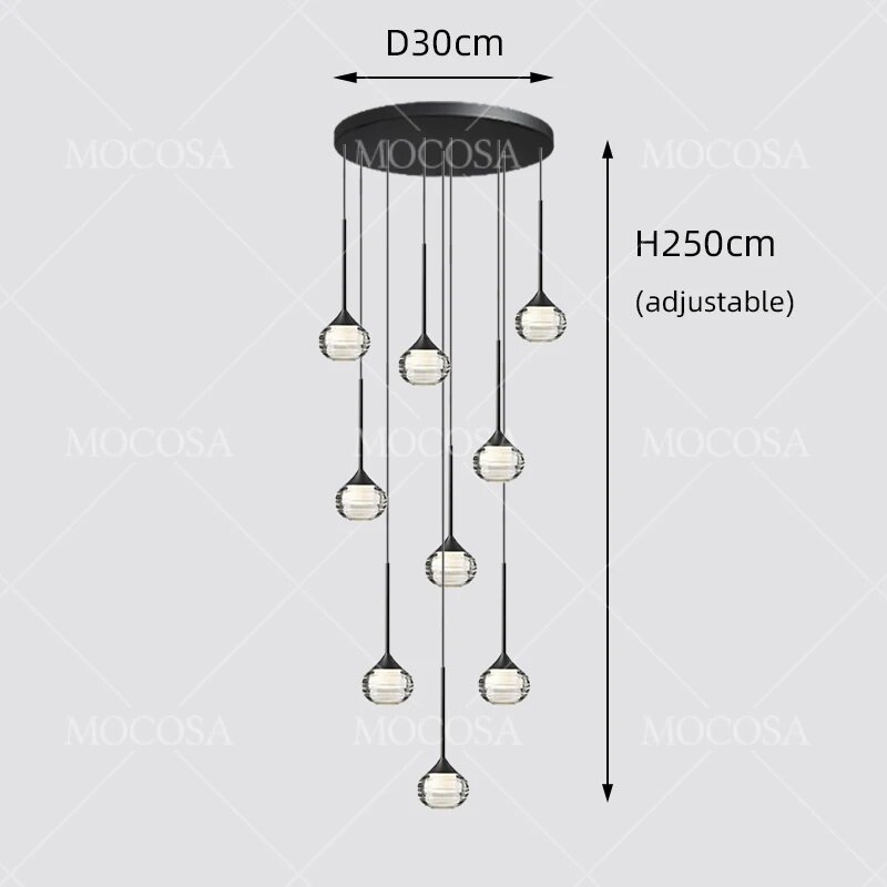 Водяная капля LED подвесная люстра для спальни, прикроватные лампы, современный свет для лестницы, потолочная подвесная лампа для гостиной, внутренняя лестничная люстра — 9 светодиодов