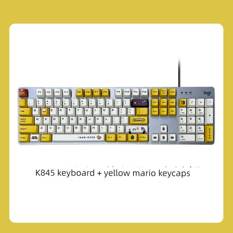 Механическая проводная клавиатура Logitech K845 для офиса и игр, высококачественная, с эстетикой комиксов Mario,