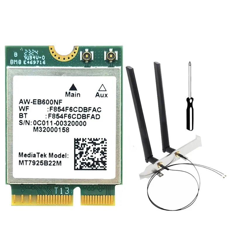 MT7925 WIFI 7 Card С Антеннами M.2, Трехдиапазонная BT5.3 WiFi Карта-Адаптер