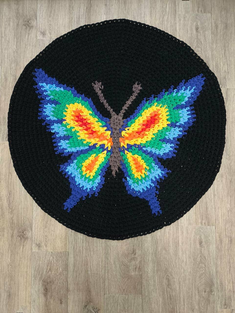 Эко коврик. Круглый вязаный хлопковый ковер, ручной работы для гостиной, спальни, детской, прихожей, ванной и бани.