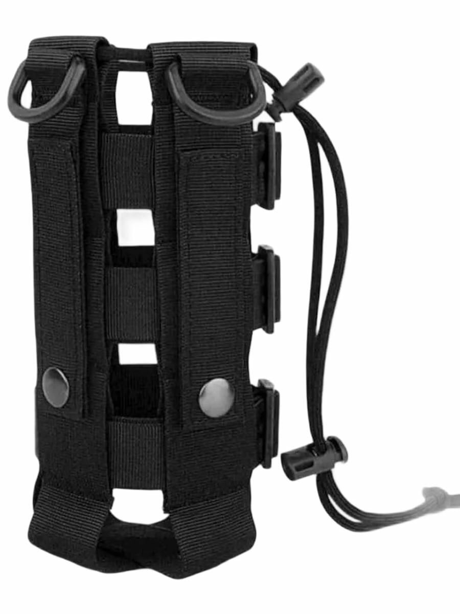 Подсумок для бутылки тактический / держатель для термоса с ремнем, цвет черный