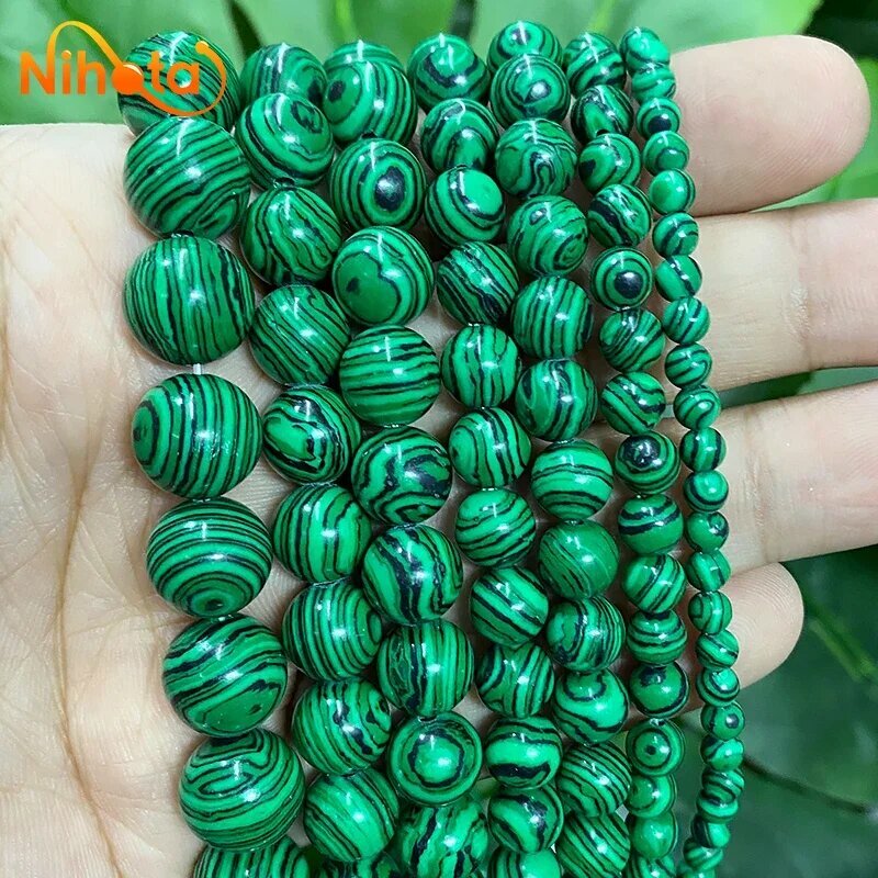 Кружевные малахитовые бусины Nihota 15 дюймов 10mm-about 36pcs