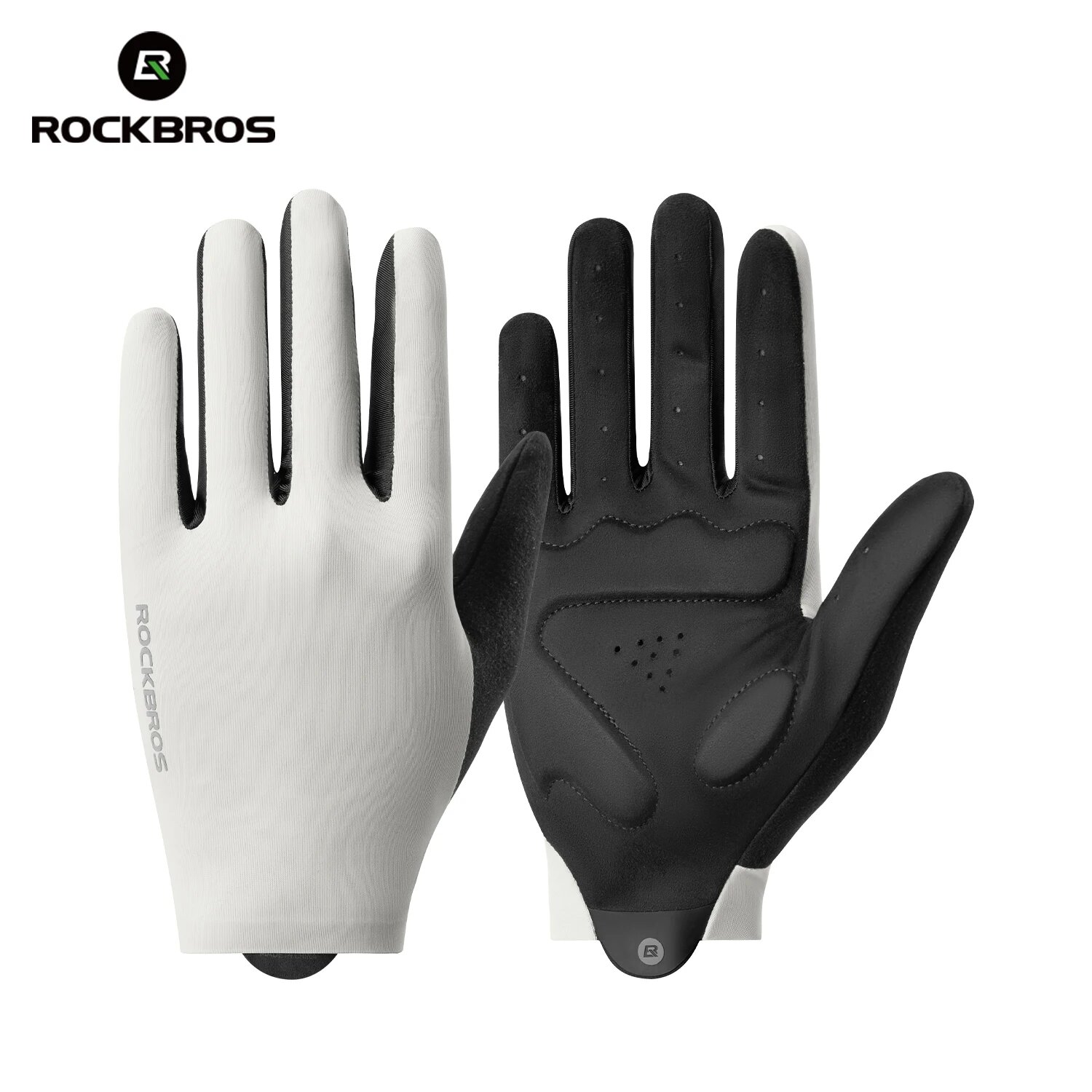 ROCKBROS Велосипедные перчатки полнопальцевые черные Черный, М, S408-1-WHT