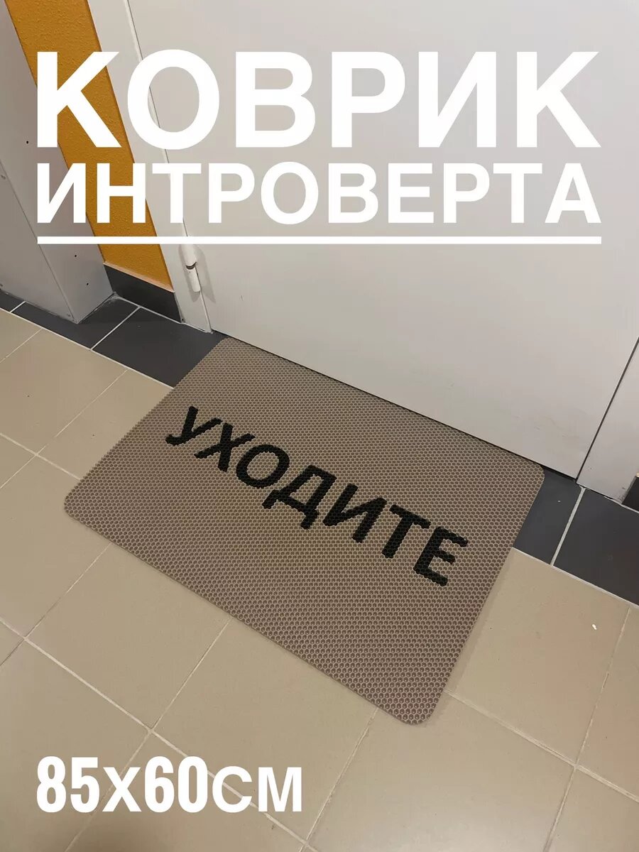 Коврик в прихожую придверный с надписью Уходите 60х85 см