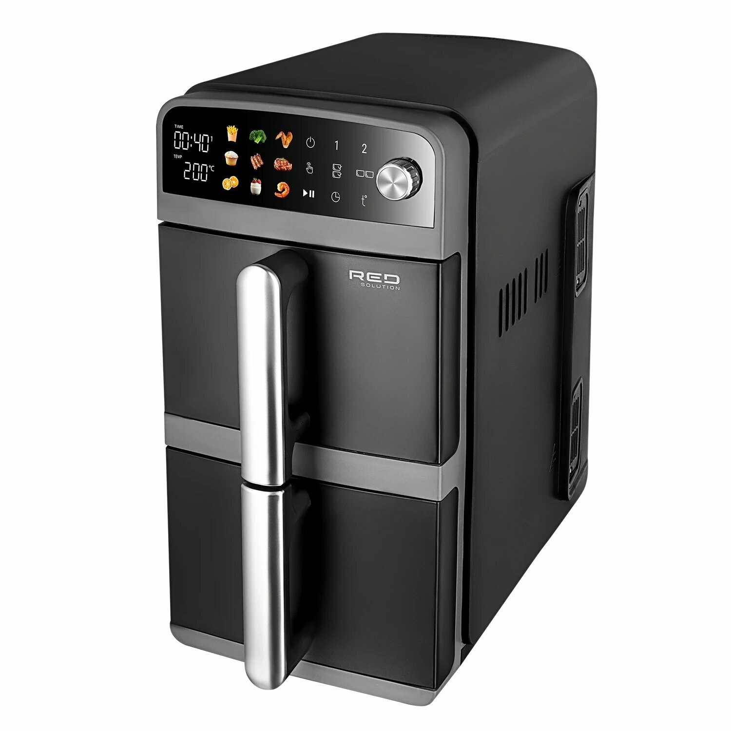 Аэрогриль RED SOLUTION "TWIN", черный, 5 л, 2400 Вт, 9 программ, таймер 1 ч