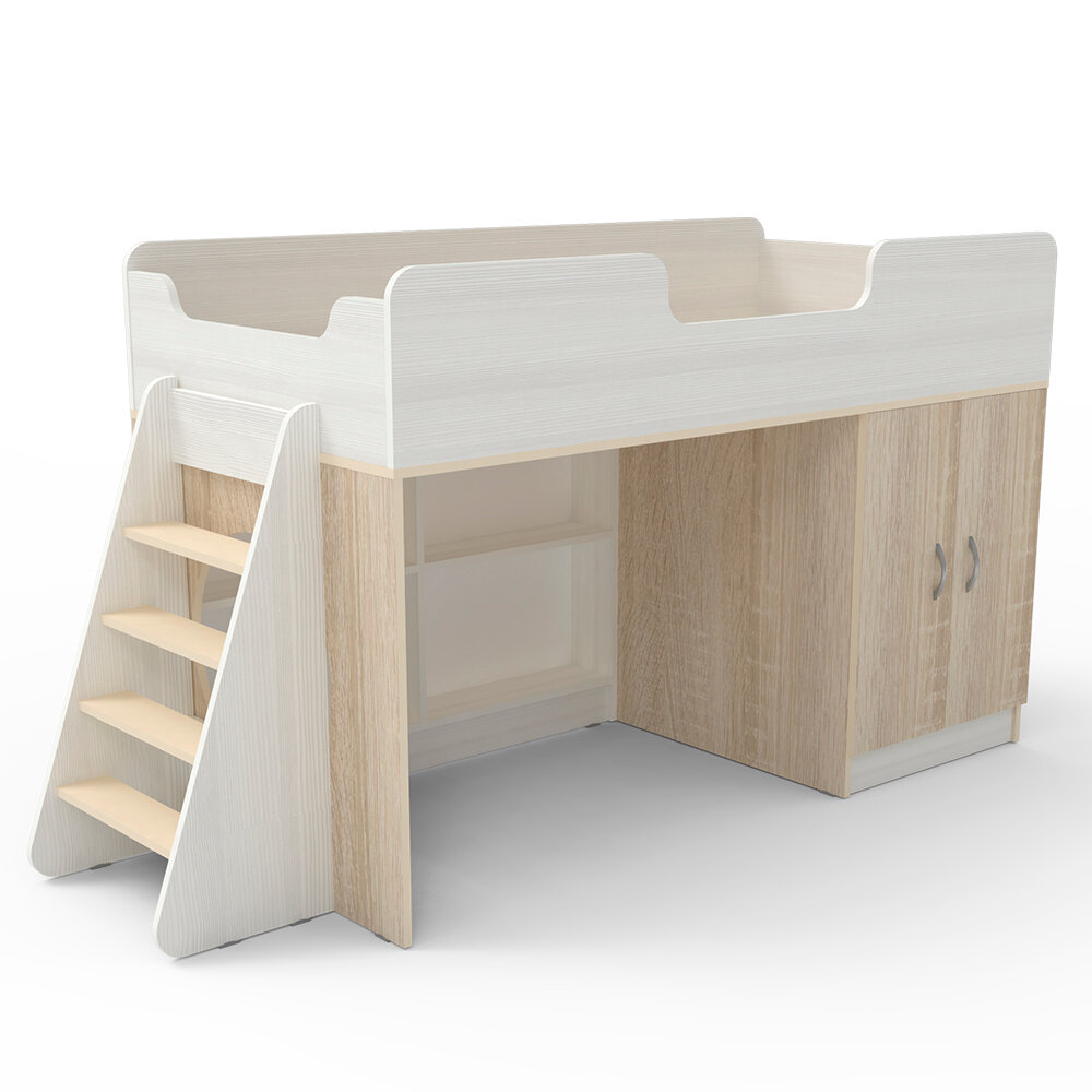 Кровать чердак Л-2.1 Дуб Сонома Белое Дерево