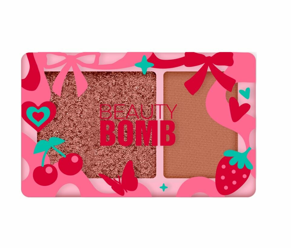 Палетка Beauty Bomb теней для век двойная Double Eyeshadow Palette, тон 02 Cherry Lady, 3,4 гр