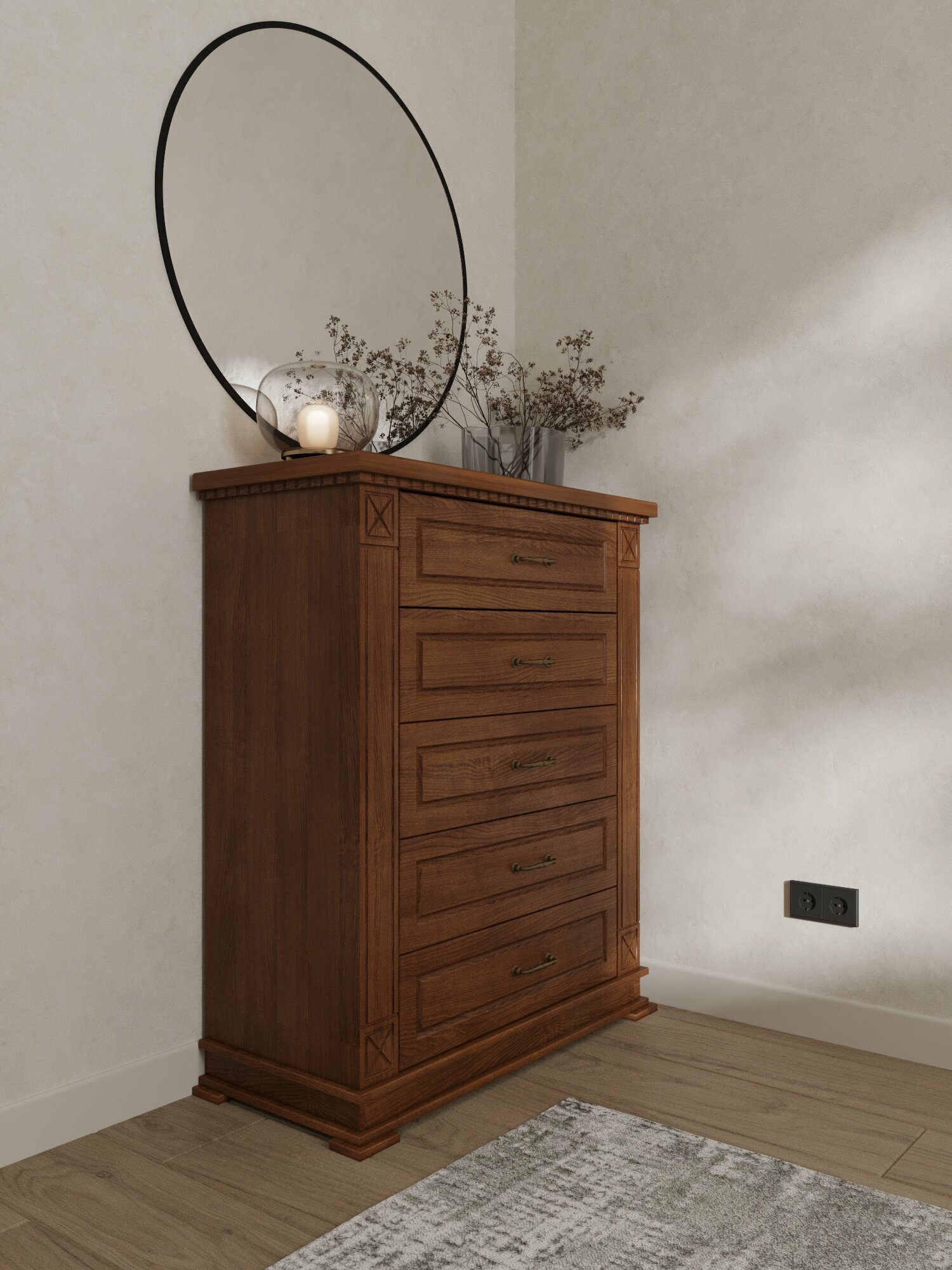 Комод Комод Верди PREMIUM 013 цвет дуб 2, шариковые направляющие, 5 ящ, 100х45x120 см,