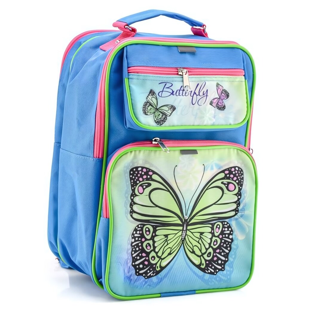 Рюкзак школьный «Дина Бабочка», облегчённый, 33×23×15 см, водоотталкивающий ПВХ+текстиль, 14 л