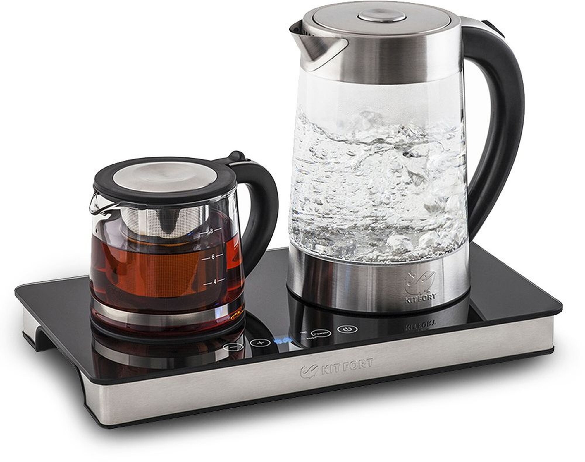 Чайник Kitfort КТ-635, черный, 2200Вт, 1,7л, пластик/стекло, с фильтром