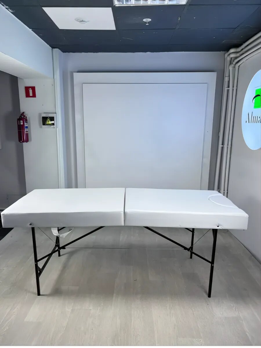 Кушетка для наращивания ресниц, складная, белая, экокожа, 200x80x70 см