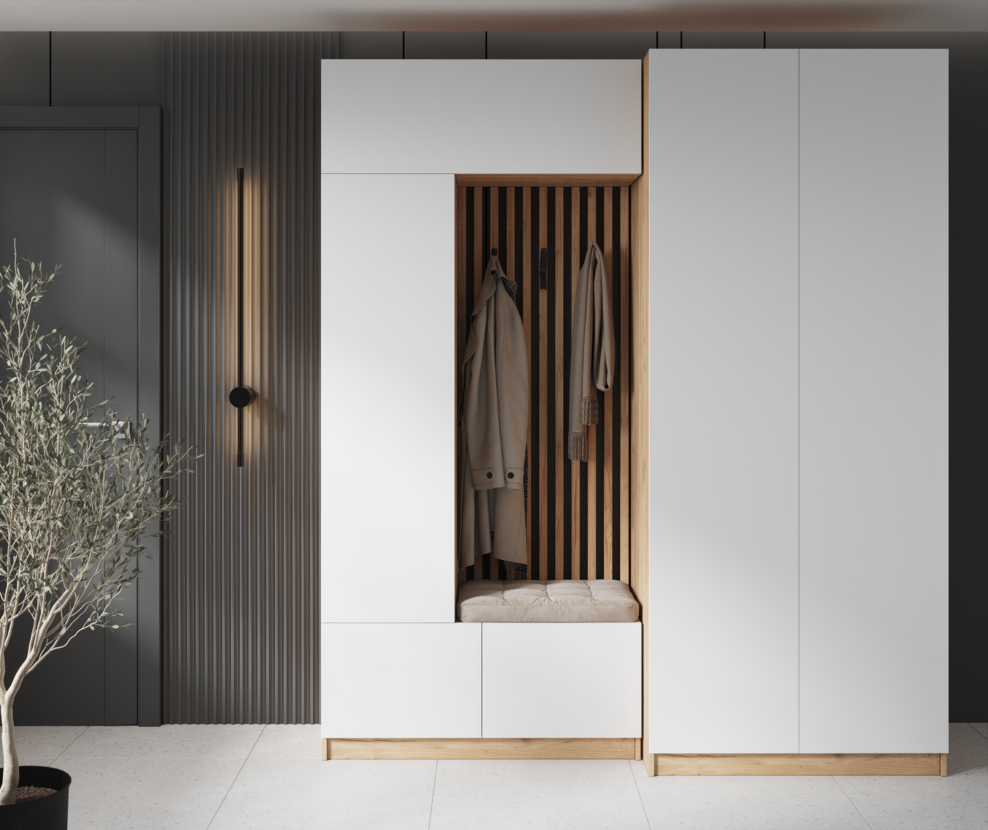 Прихожая 2 Сева ЛДСП дуб крафт золотой/ЛДСП белый