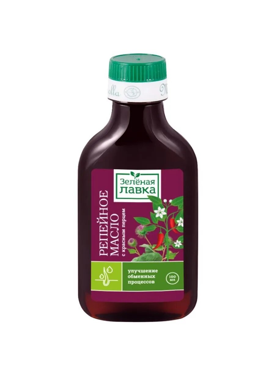 Зеленая лавка Репейное масло, маска для волос, с красным пер