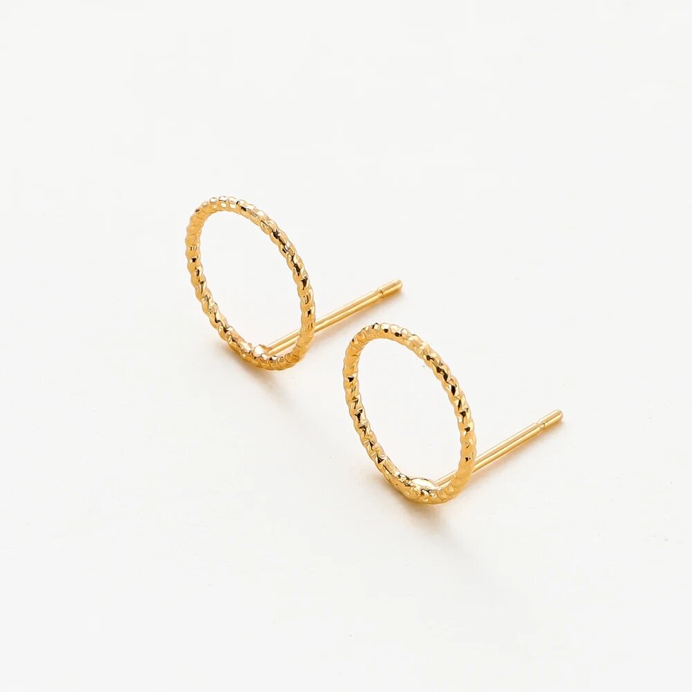 Серьги-гвоздики из латуни, позолота 18K, 12 мм