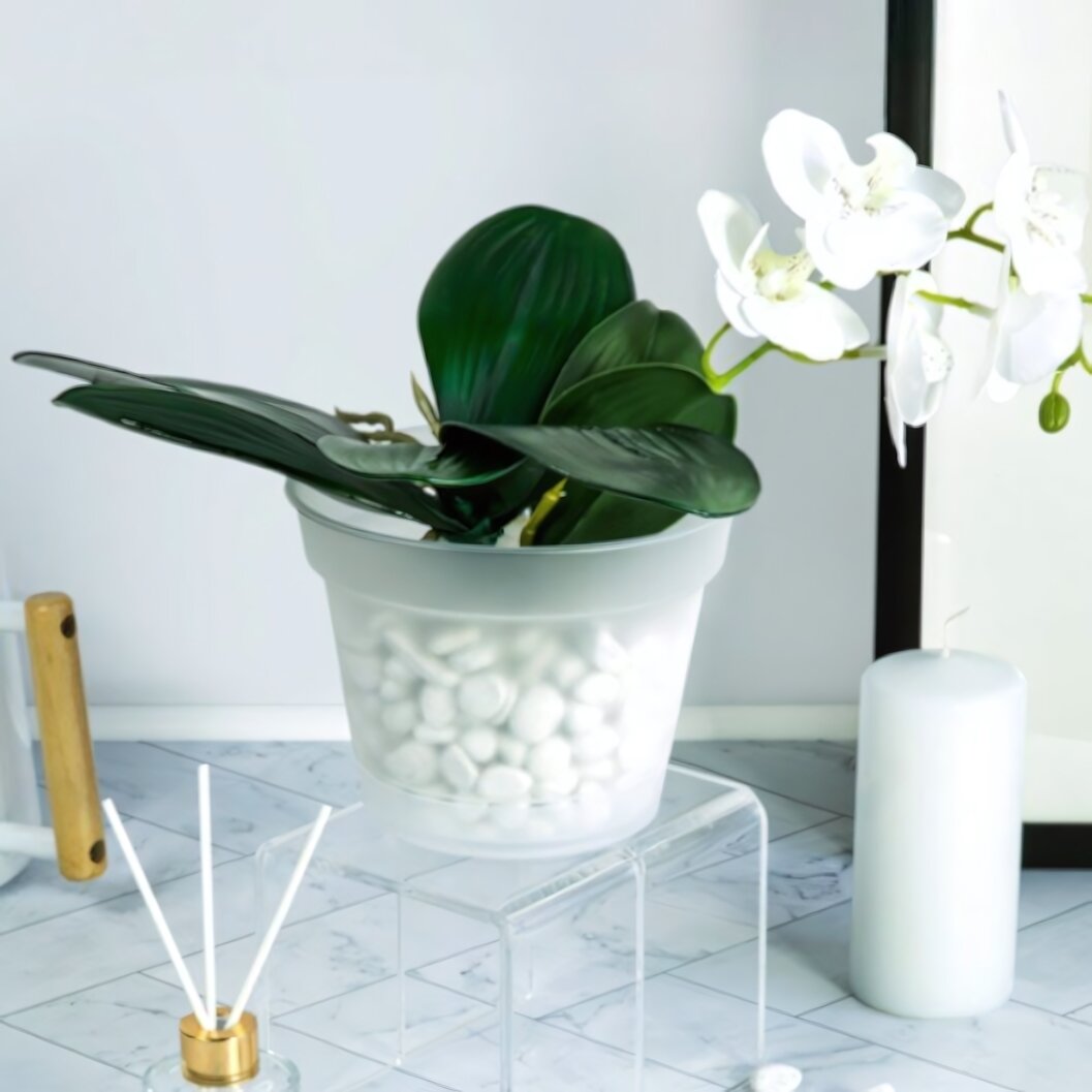 Горшок для орхидей 150 мм, 1,2 л, прозрачный пластик, с поддоном, для здоровых корней