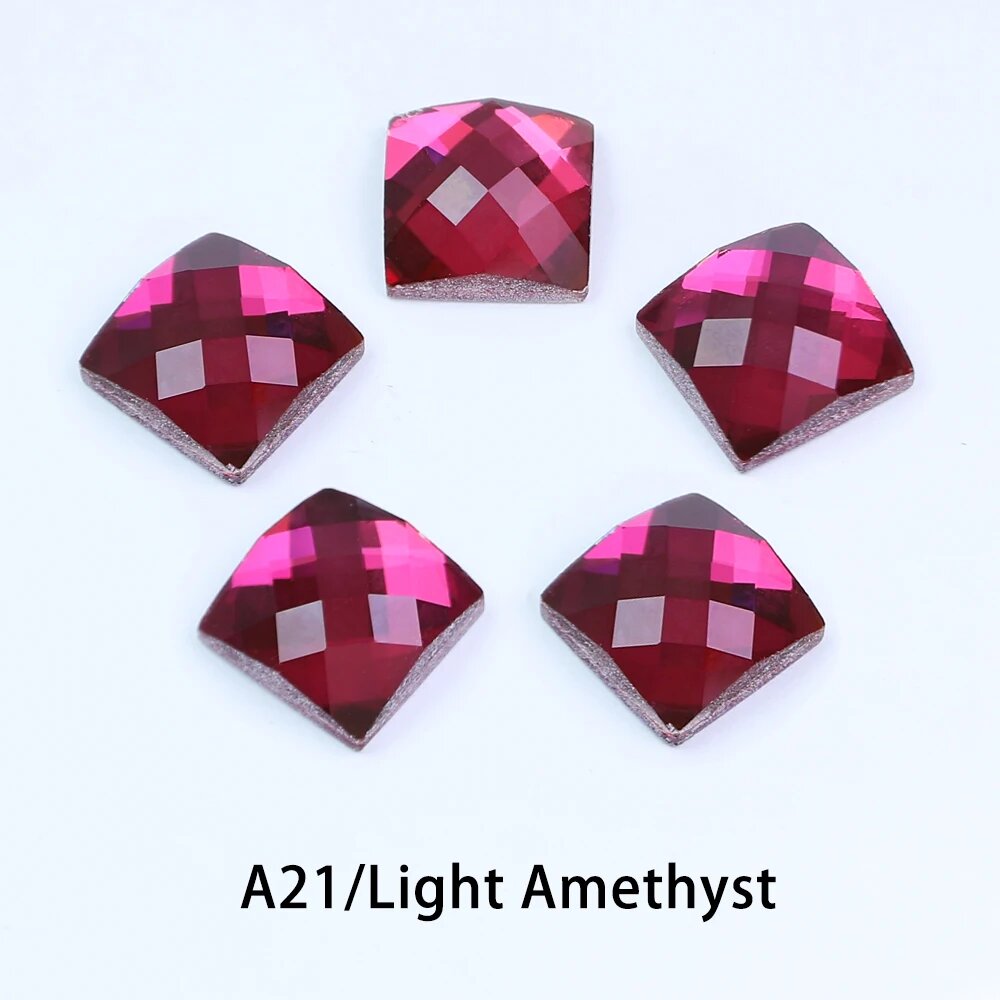 Стразы квадратные A21 Light Amethyst, 8-20мм